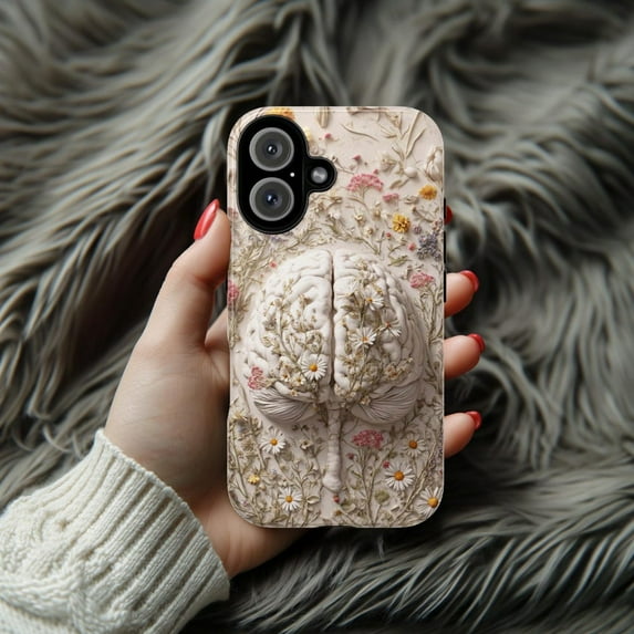 Botanical Anatomy Brain Meadow Flower Phone Case with iPhone 17 to 11 ...