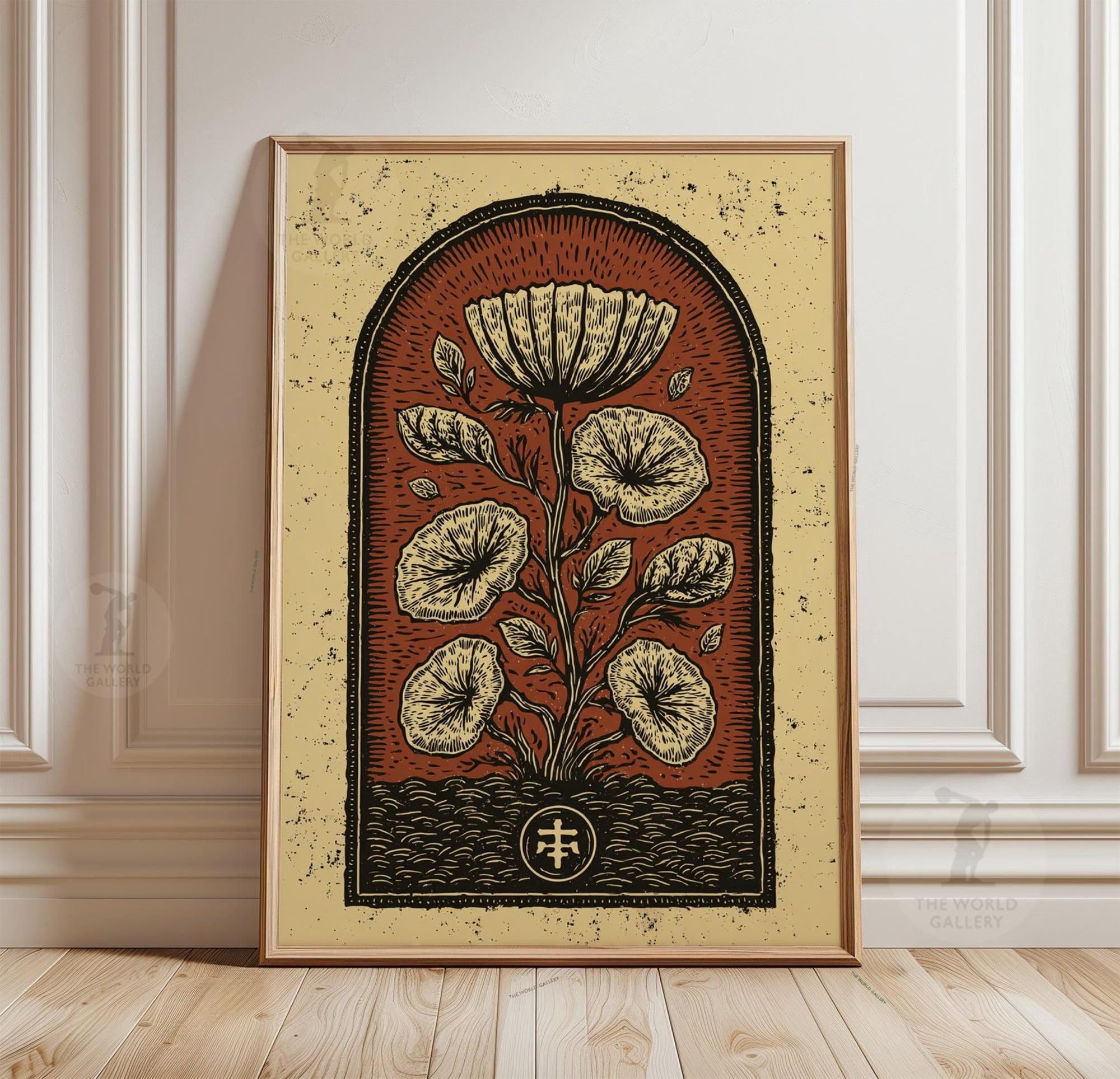 Botanical Arch Poster Floral Illustration Art Folk Plant Print Rustic ...