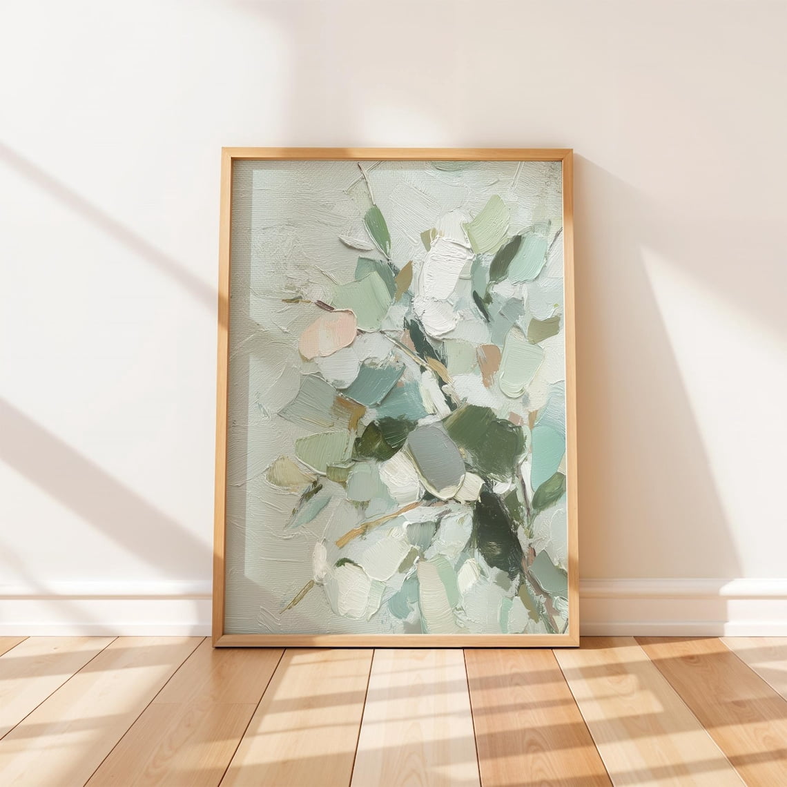 Botanical Art In Misty Eucalyptus Minimal Neutral Leaves In Soft Greens ...
