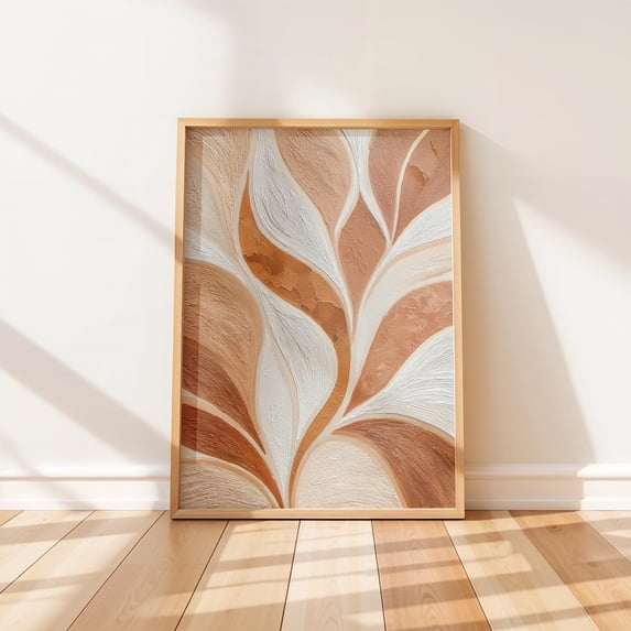 Botanical Art Large Leaf Shapes Earthy Neutral Home Decor Modern Boho ...
