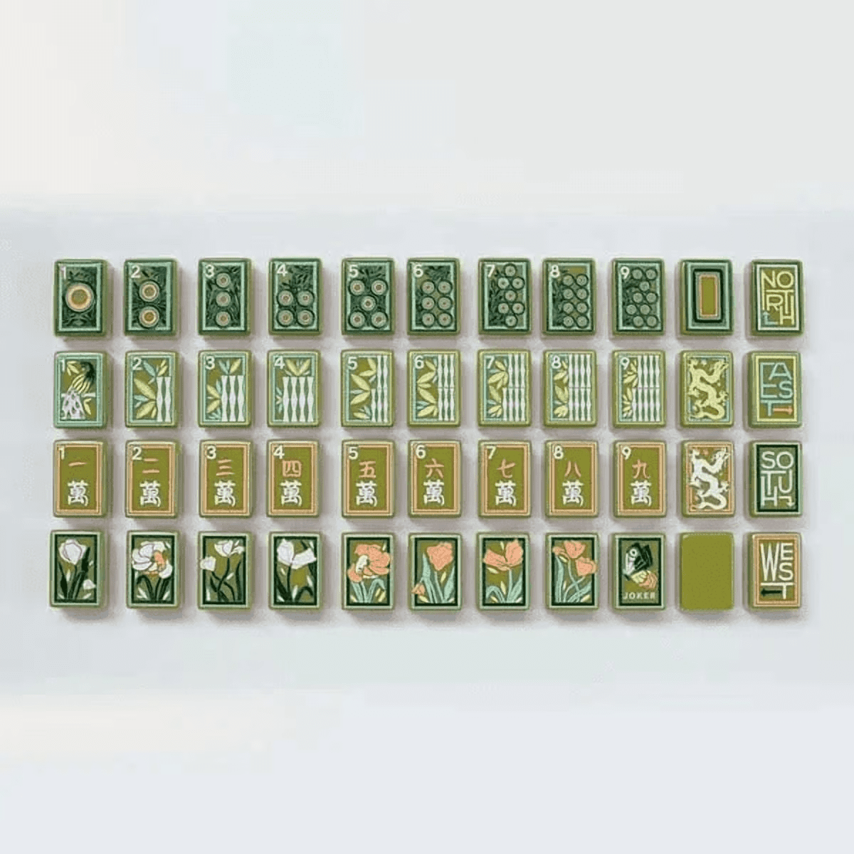 Luxury Artisan Floral Mahjong Set, Complete160-Tile Game with Hand ...