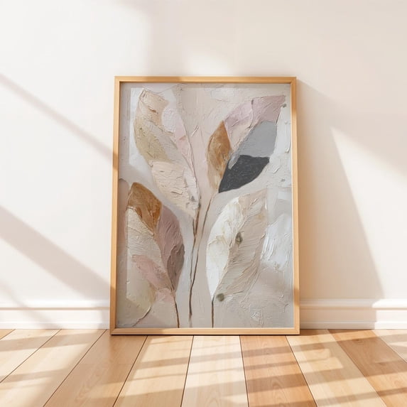 Botanical Art Modern Neutral Leaf Minimalist Warm Beige & Taupe Wall ...
