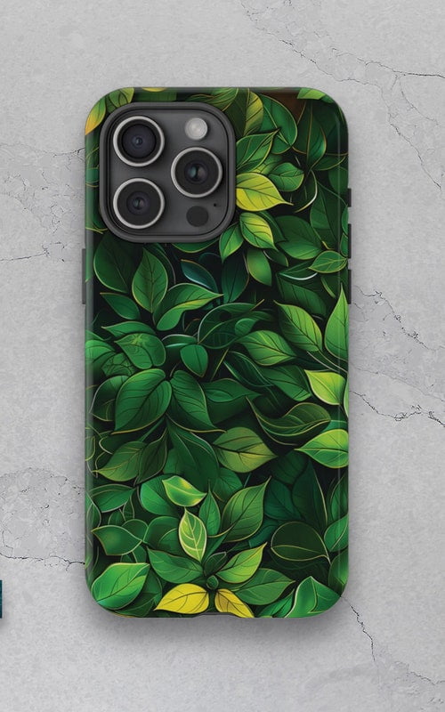 Botanical Art Nature-Inspired Green Leaf Heavy-Duty Protective Case for ...
