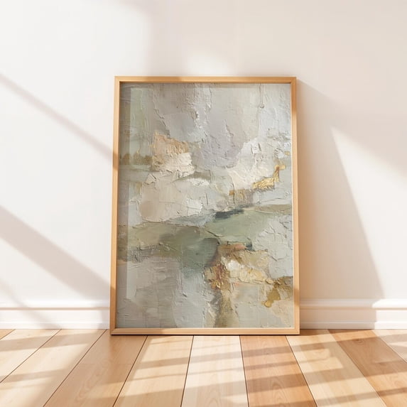 Botanical Art Refined Neutral Impasto Modern Minimalist Textured Layers ...