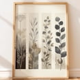 Botanical Art With Four Minimalist Panels Flowers Scandinavian Decor ...