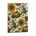 Botanical Autumn Harvest with Owls Pumpkins And Sunflowers Versatile ...