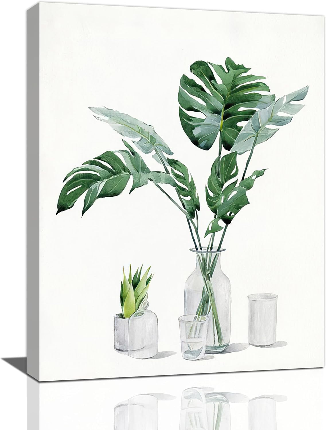 Botanical Bathroom Wall Art Green Leaf Tropical Plant Bathroom Wall ...