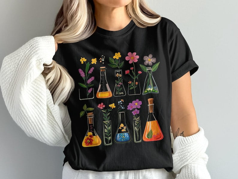 Botanical Beaker T-Shirt | Floral Science Tee | Women's Gift - Walmart.com