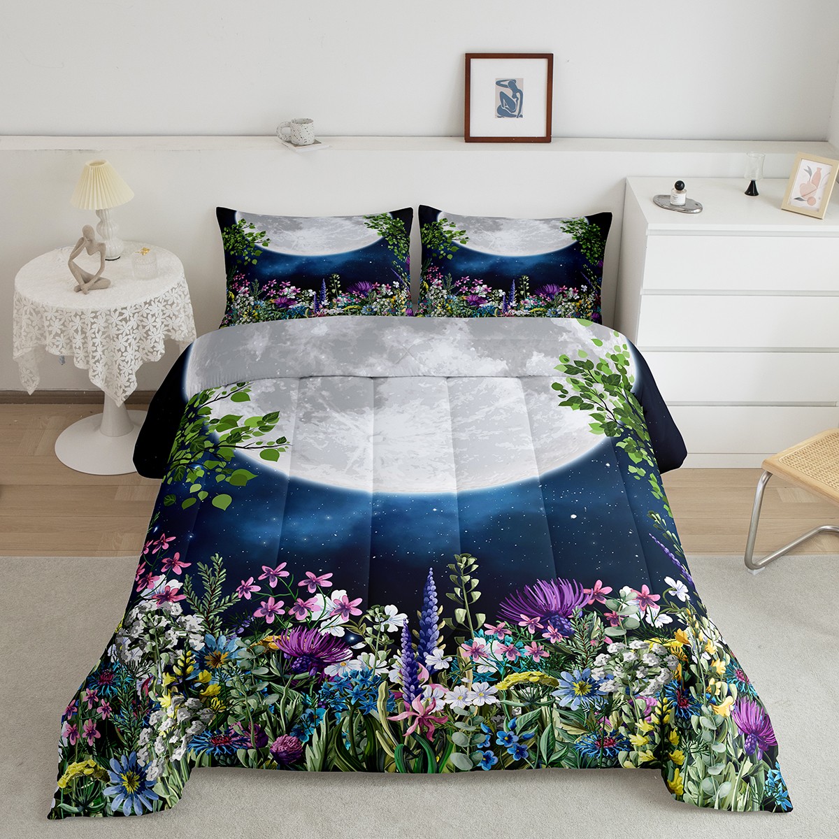 Botanical Bedding Set Mushroom Comforter Set Twin ,Jungle Plant Leaves ...