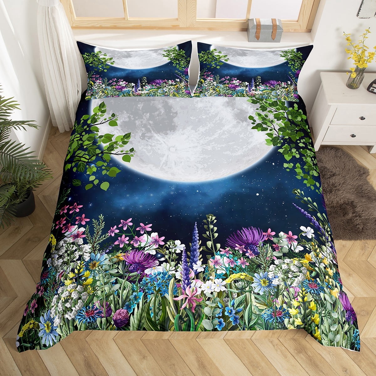 Botanical Bedding Set Mushroom Duvet Cover Queen for Boys Girls,Jungle ...