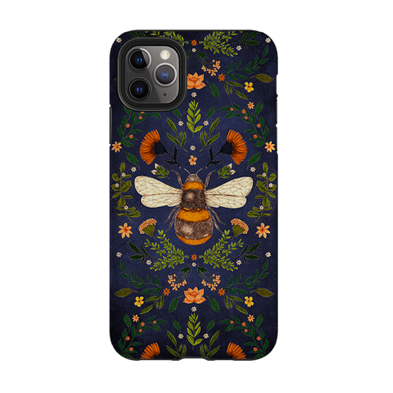 Botanical Bee Blue Phone Case Compatible with iPhone 11 to 16 Pro Max ...