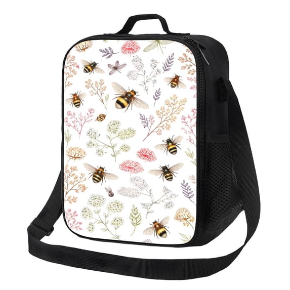 Botanical Bee Lunch Bag Insulated Thermal Box with Shoulder Strap ...