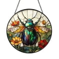Botanical Beetle Glass Suncatcher, Stained Floral Window Art with ...