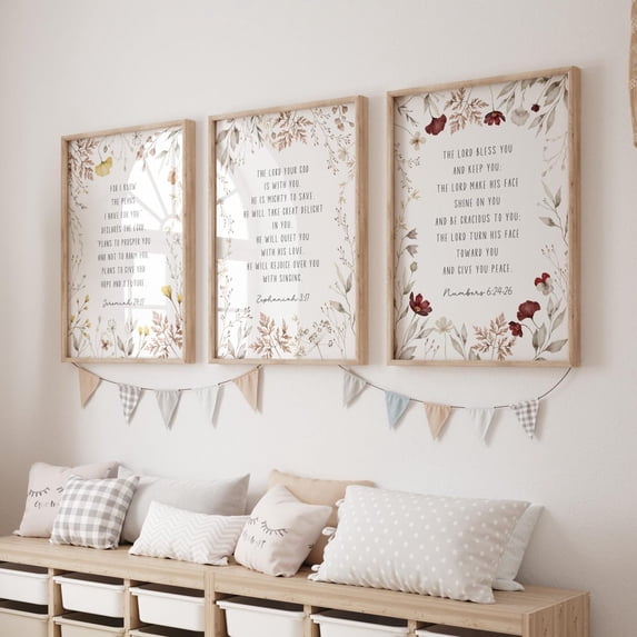 Botanical Bible Verse, Christian Nursery Decor, Scripture Art Poster ...