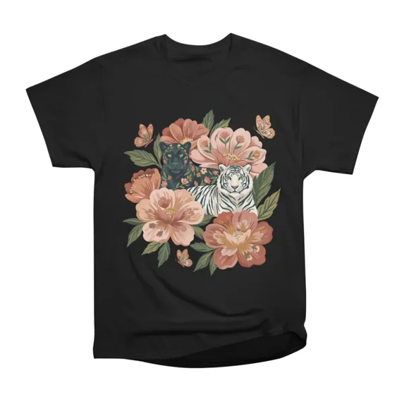 Botanical Big Cats Garden T-Shirt Tee Gift For Him Merch For Her ...
