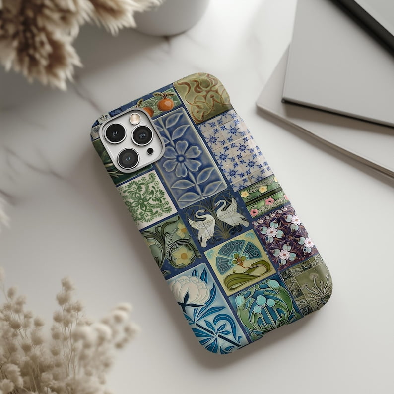 Botanical Bird Mosaic Vintage Nature Garden Phone Case Compatible with ...