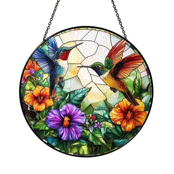 Botanical Bird Window Decor Hummingbird Glass Suncatcher - Walmart.com