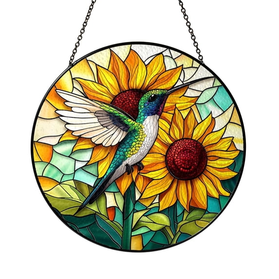 Botanical Bird Window Decor – Sunflower Glass Suncatcher - Walmart.com