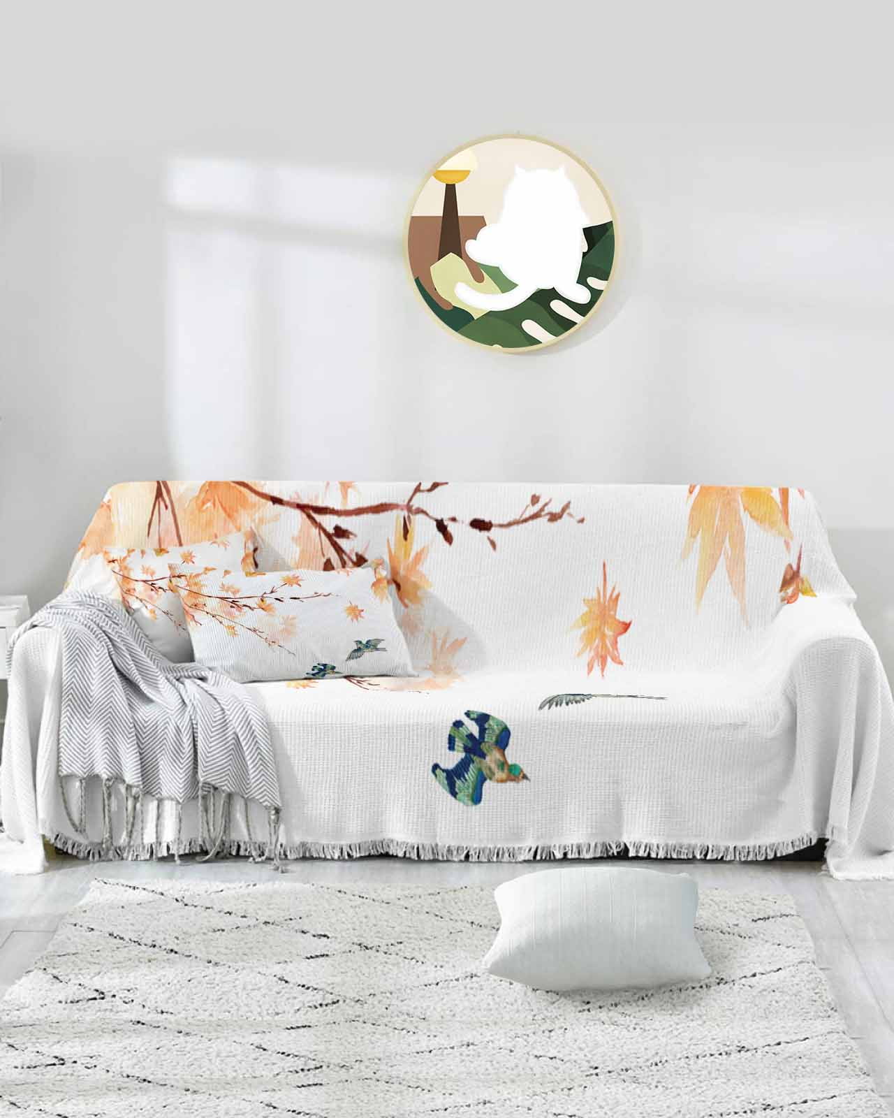 Botanical Birds Sofa Covers for 3 Cushion Couch,Washable Sectional & L ...