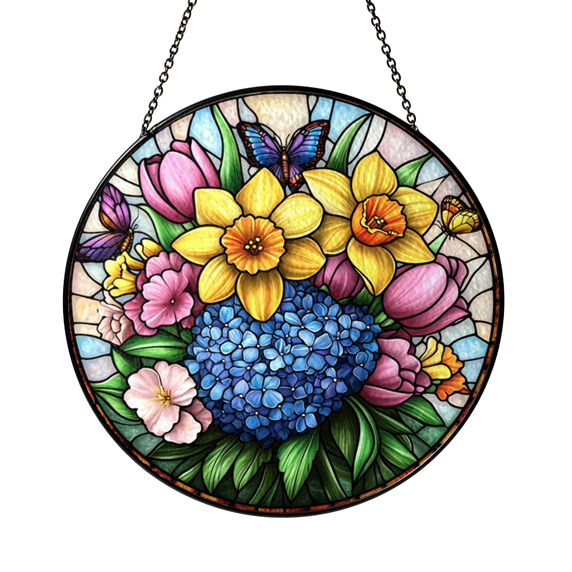 Botanical Birth Flower Garden Stained Glass Suncatcher Window Hanging ...