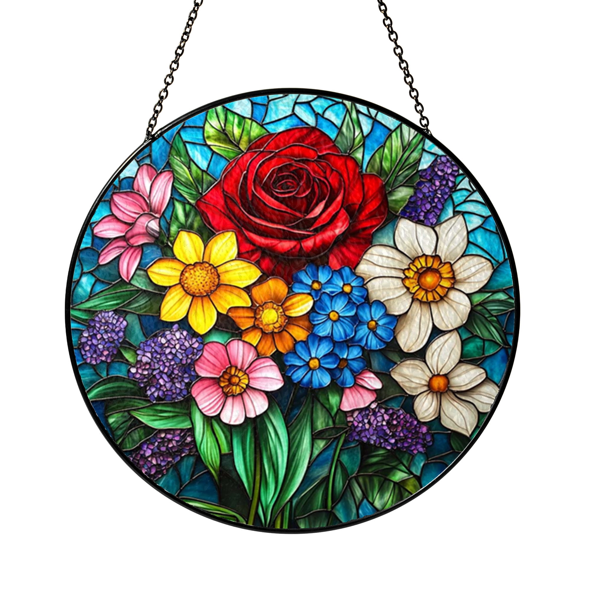 Botanical Birth Flower Style Stained Glass Suncatcher, Garden Window ...