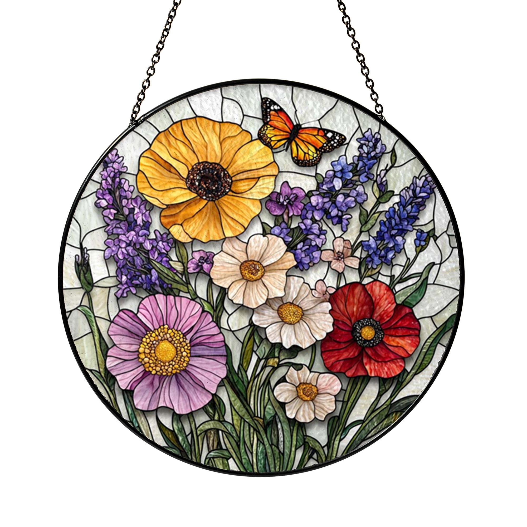 Botanical Birth Flower Style Stained Glass Suncatcher, Garden Window ...