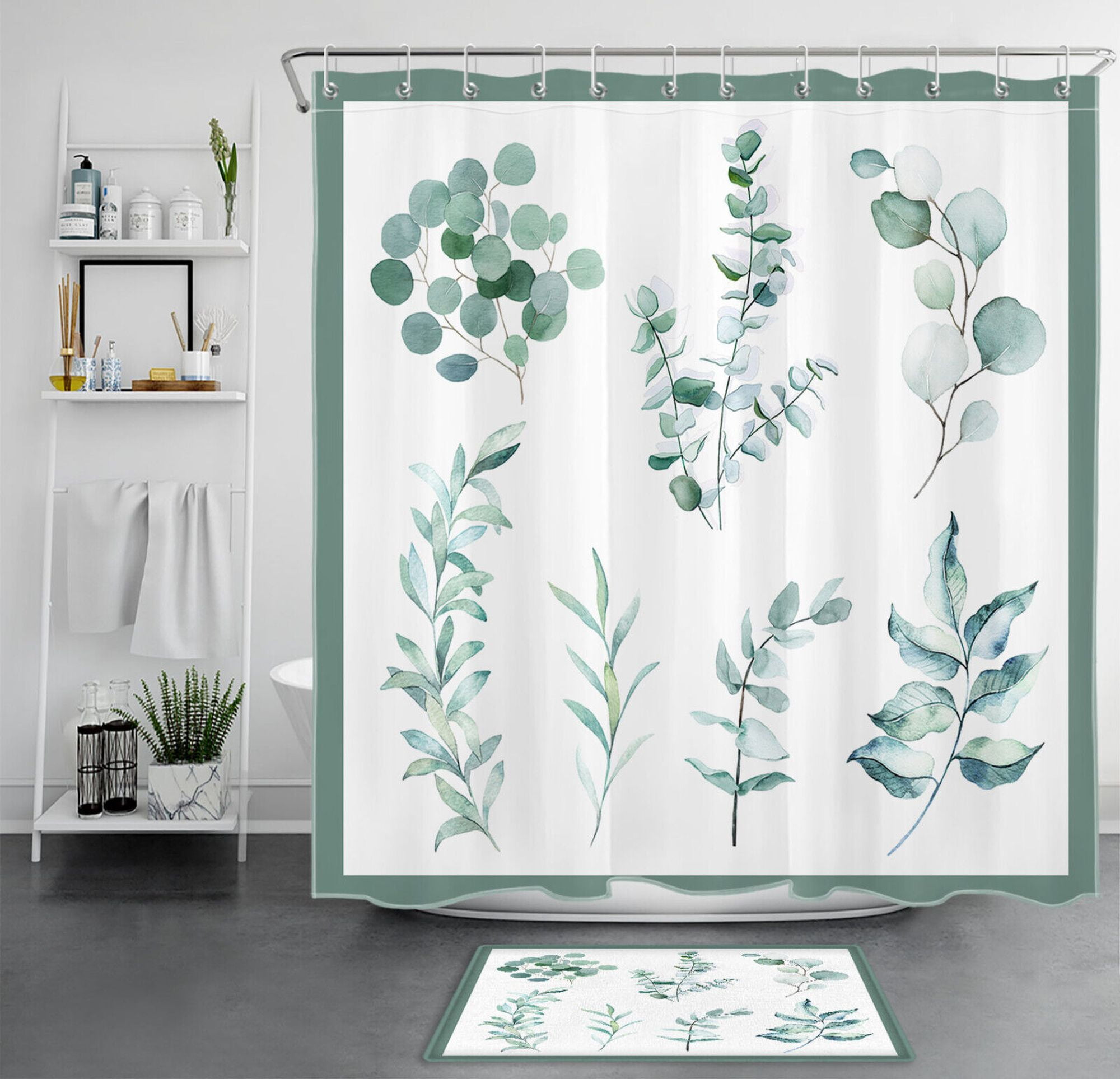 Botanical Bliss Refresh Your Bathroom With A Watercolor Green Leaf
