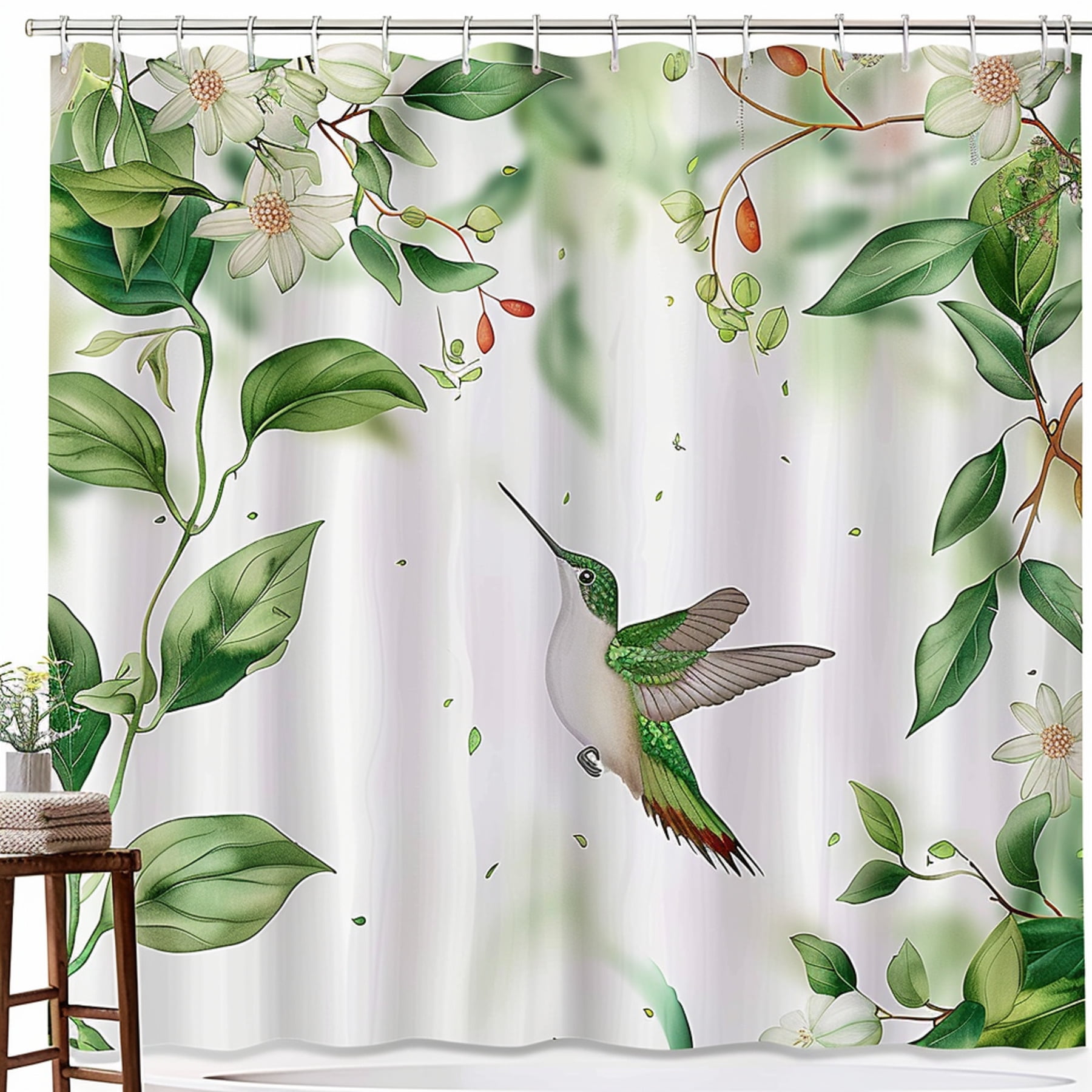 Botanical Bliss Shower Curtain Nature Inspired Bathroom Decor With