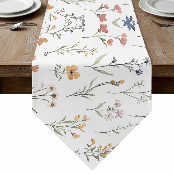 Botanical Blossom Floral Table Runner Linen Burlap Table Runner 72 ...