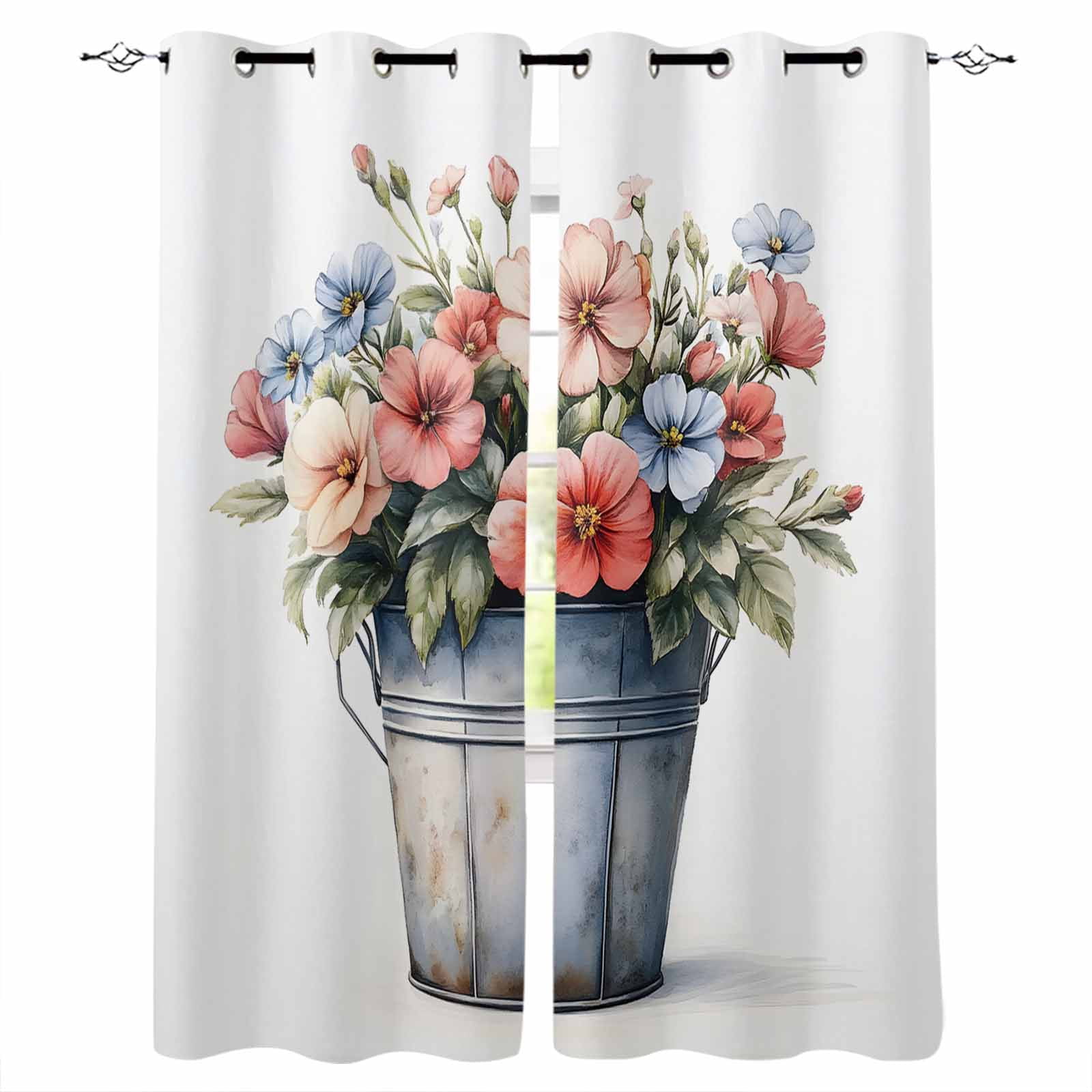 Botanical Blossom Motif Blackout Curtains for Bedroom/Living Room ...