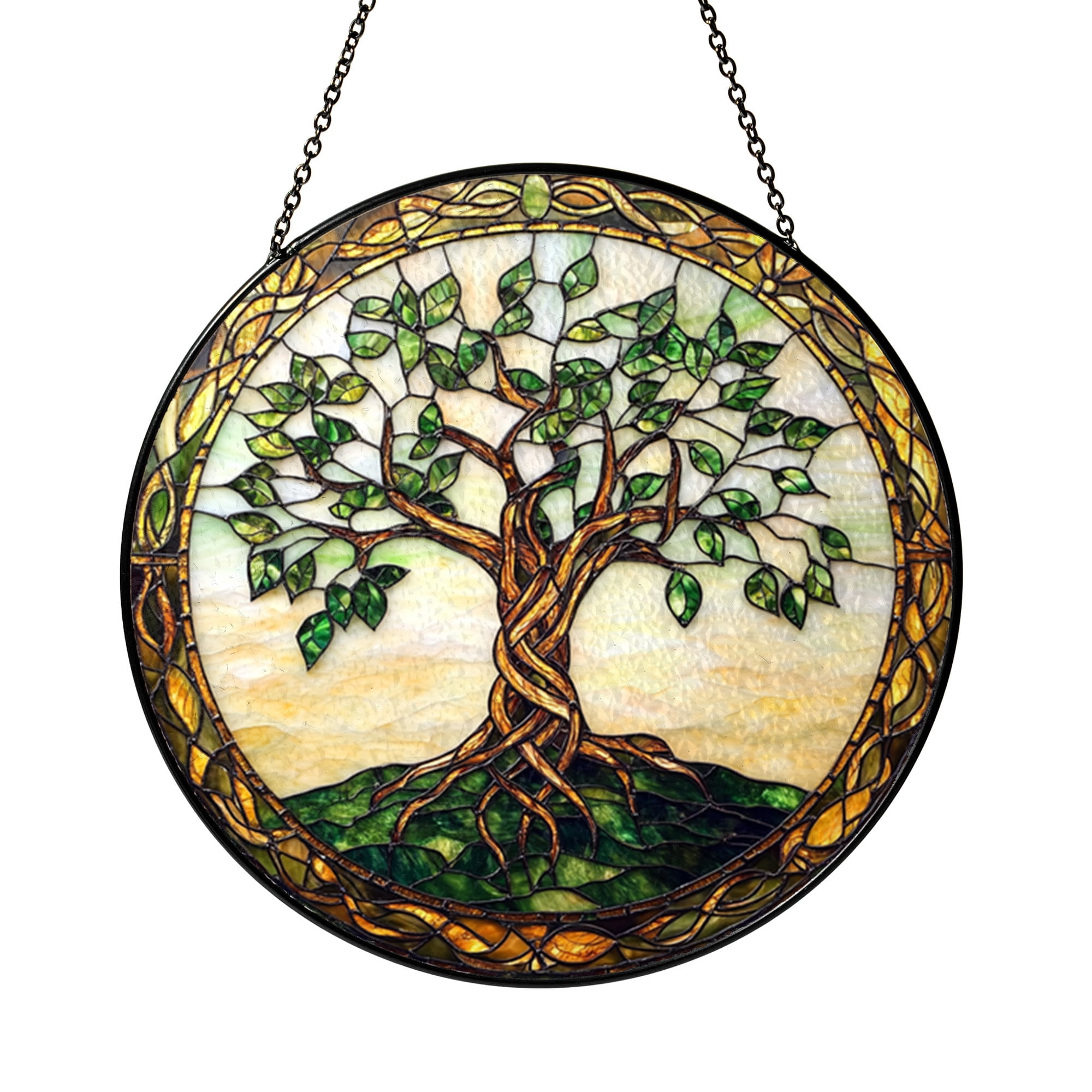Botanical Blossom Tree Stained Glass Style Suncatcher – Round Window ...