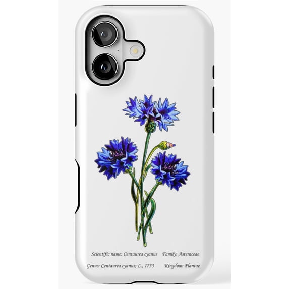 Botanical Blue Cornflower Art Phone Case for iPhone 11 12 13 14 15 16 ...