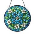 Botanical Blue Flower Stained Glass Window Hanging, Refined Nature ...