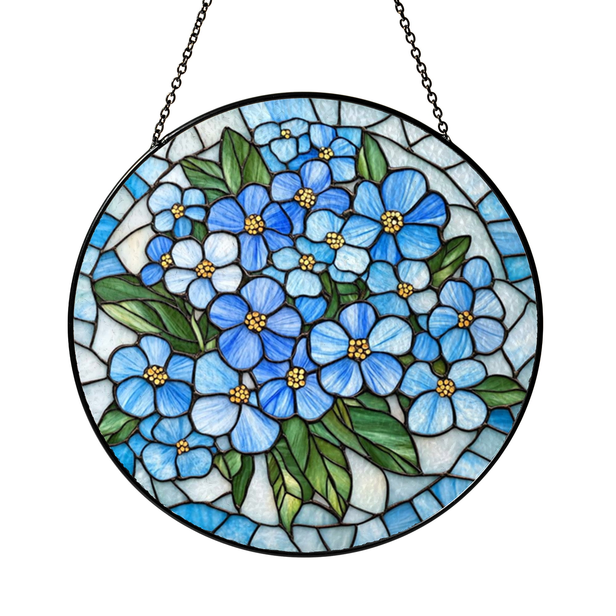 Botanical Blue Forget Me Not Stained Glass Suncatcher, Decorative ...