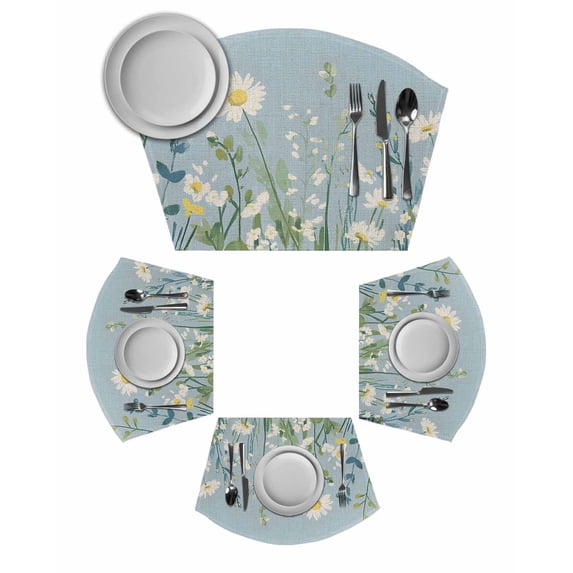 Botanical Blue Green Round Table Placemats Set of 6 Wedge Placemats ...
