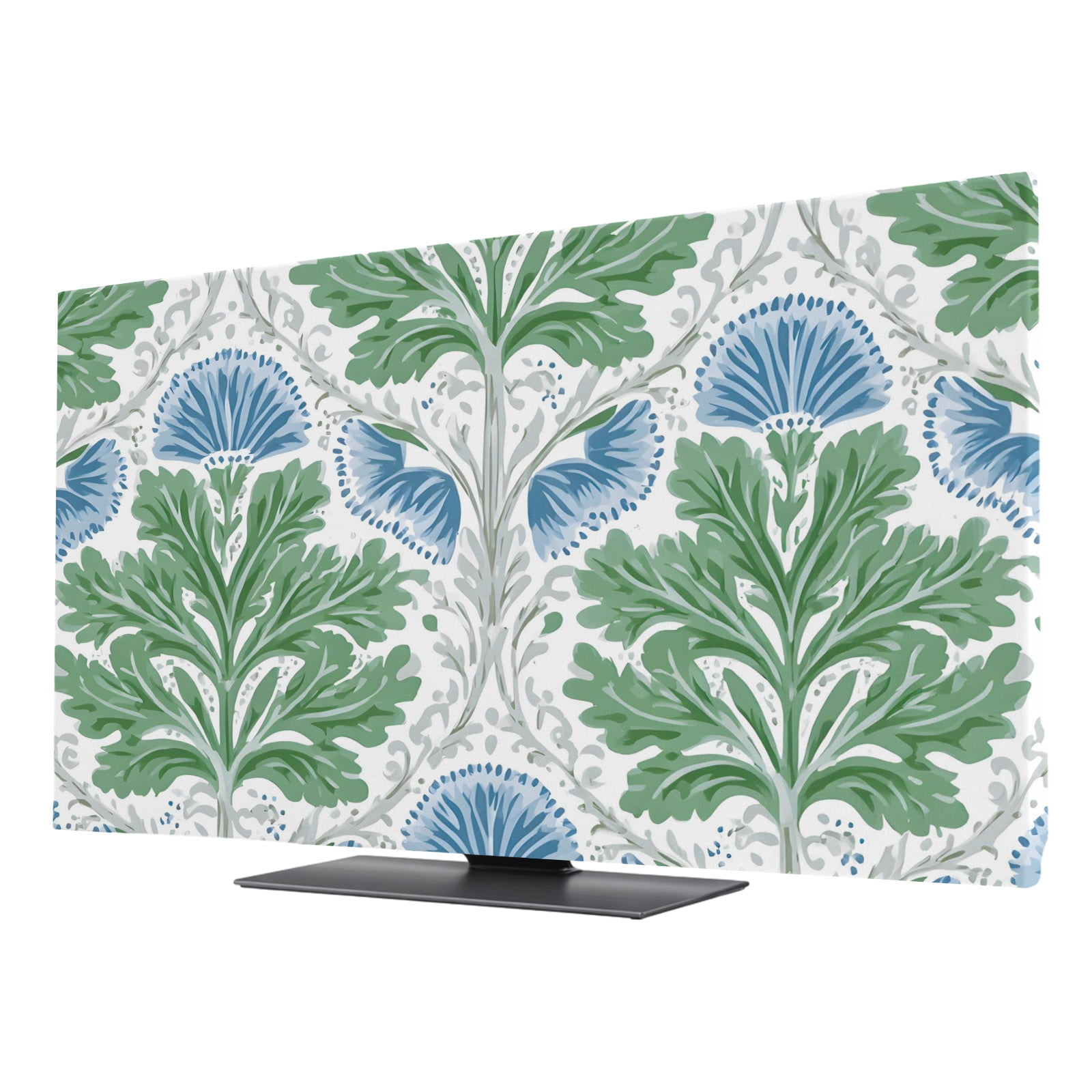 Botanical Blue Green TV Cover for 40 Inch Screen,Stretch Fabric ...