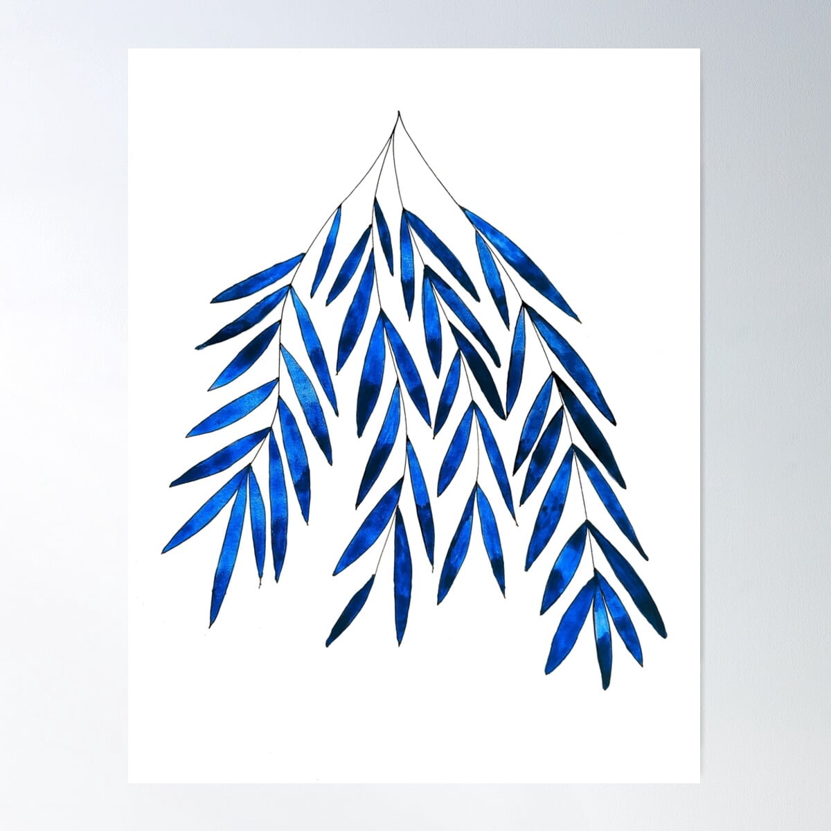 Botanical Blue Watercolor Minimalist Poster Wall Art, Modern Wall Decor ...