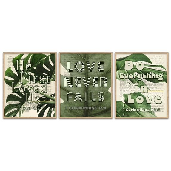 Botanical Boho Bible Verse Set of 3 Art Prints, UNFRAMED, Vintage Bible ...