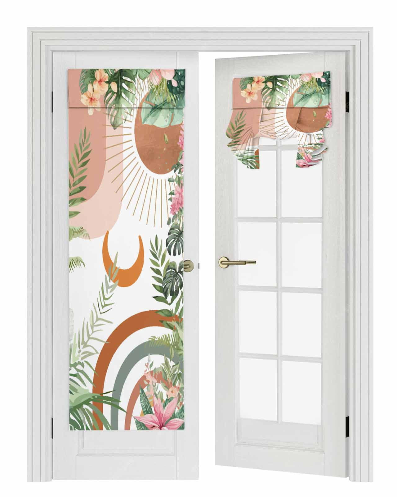 Botanical Boho French Door Curtain Privacy Blackout Door Curtains for ...
