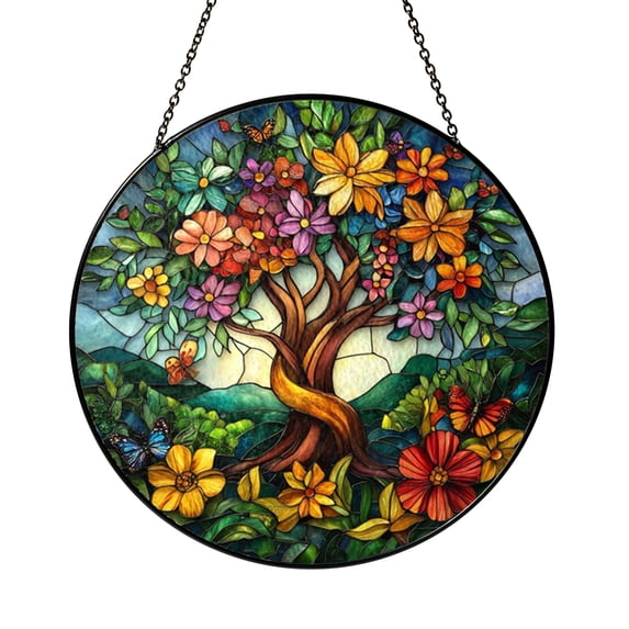 Botanical Book Scene Window Suncatcher, Decorative Stained Glass Style ...
