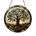 Botanical Book Tree Scene Window Suncatcher, Decorative Stained Glass ...