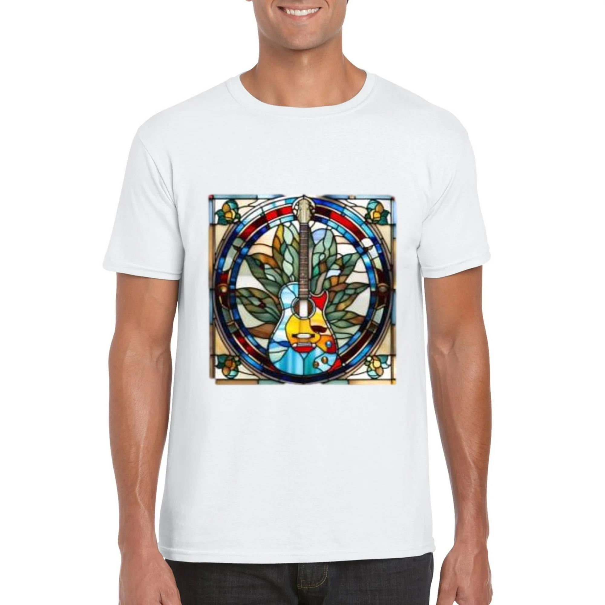 Botanical Burst Guitar Floral Music Instrument Nature Art T-Shirt, for men & women, up to size ...