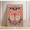 Botanical Butterfly Art Pink Green Boho Folk Art Nature Wall Decor ...