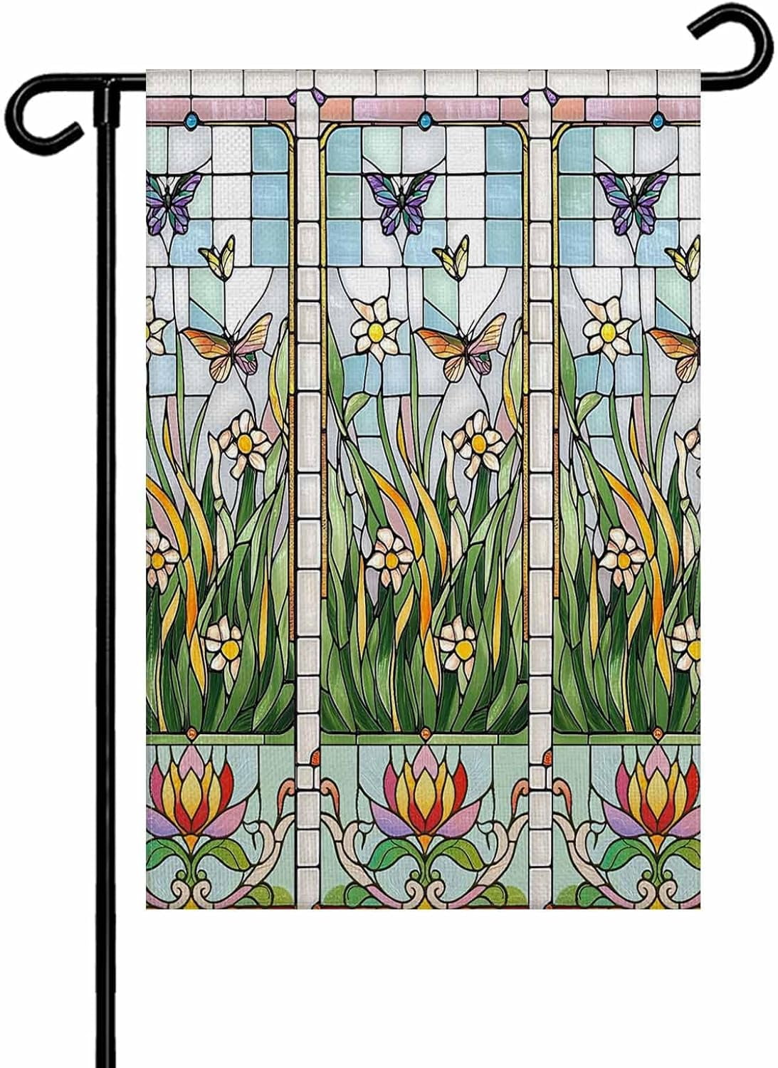 Botanical Butterfly Garden Flag 12x 18 Double Side, Chinese Flower ...