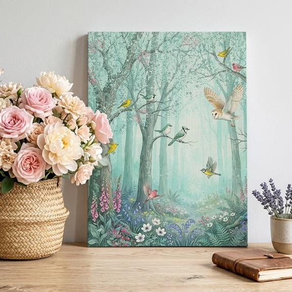 Botanical Canvas Wall Art for Living Room, Spring Watercolor Trees ...