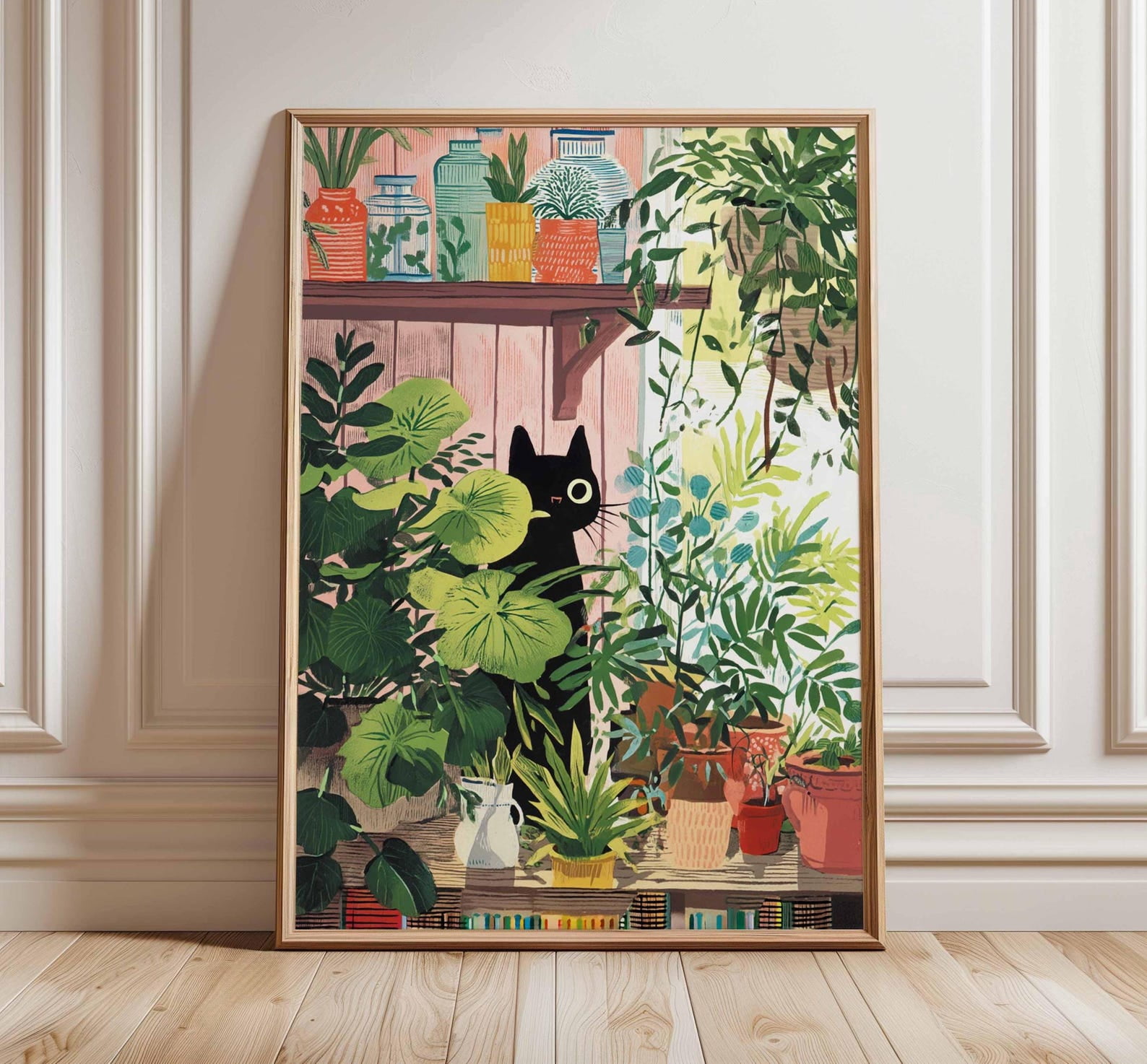 Botanical Cat Illustration Wall Art Print Inspired Tropical Feline ...