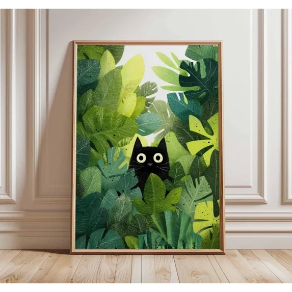 Botanical Cat Poster Vintage Animal Wall Art Print Cat Lover Gift Art ...