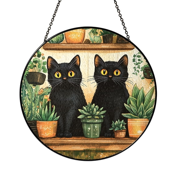 Botanical Cat Stained Glass Window Suncatcher – Indoor Decor - Walmart.com