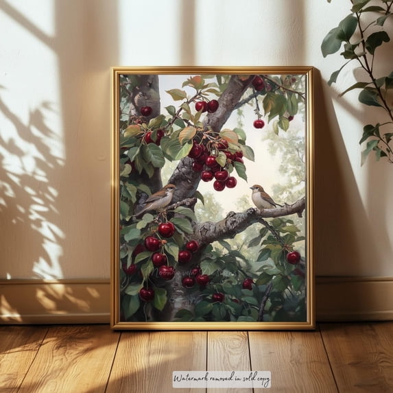Botanical Cherry Tree Wall Art Print, Unframed Paper Poster 16x20in ...