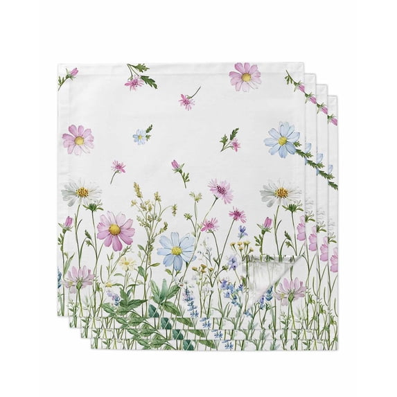 Botanical Cloth Napkins Set of 4 Reusable Dinner Napkins, Blue Pink ...